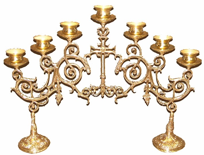 Seven Branch Candle Stands and Altar Candelabra of Church