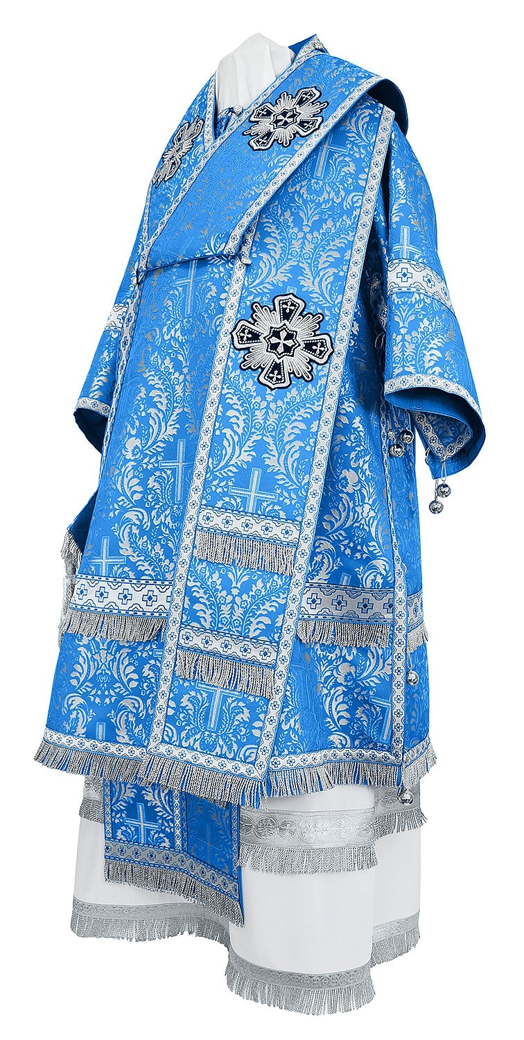 Bishop vestments - metallic brocade BG2 (blue-silver) - Istok Church ...