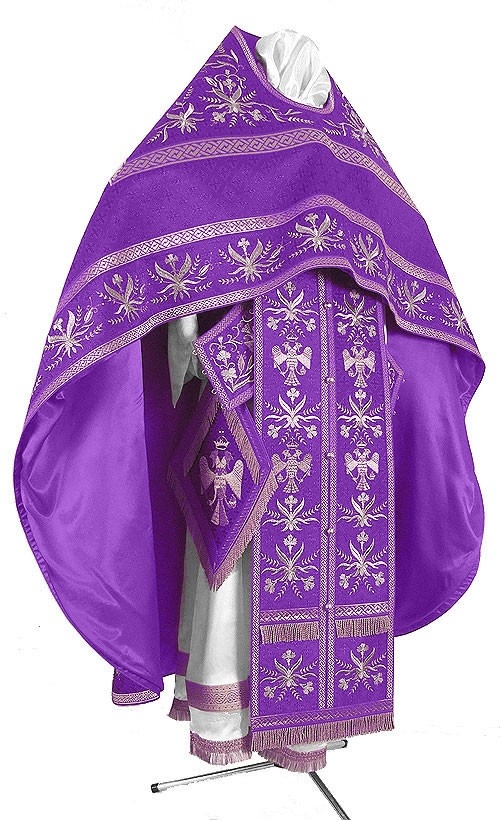 Embroidered Russian Priest vestments - Byzantine Eagle (violet-silver ...