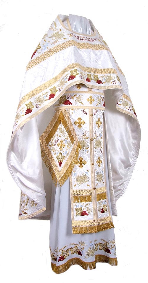 Embroidered Russian Priest vestments - Chrysanthemum (white-gold ...