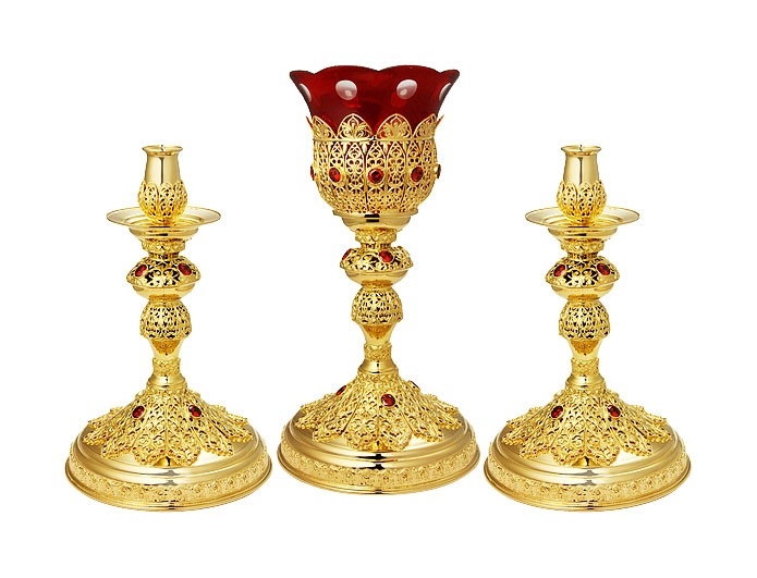 Holy table set (lamp and candlesticks) - A237 - Istok Church Supplies Corp.