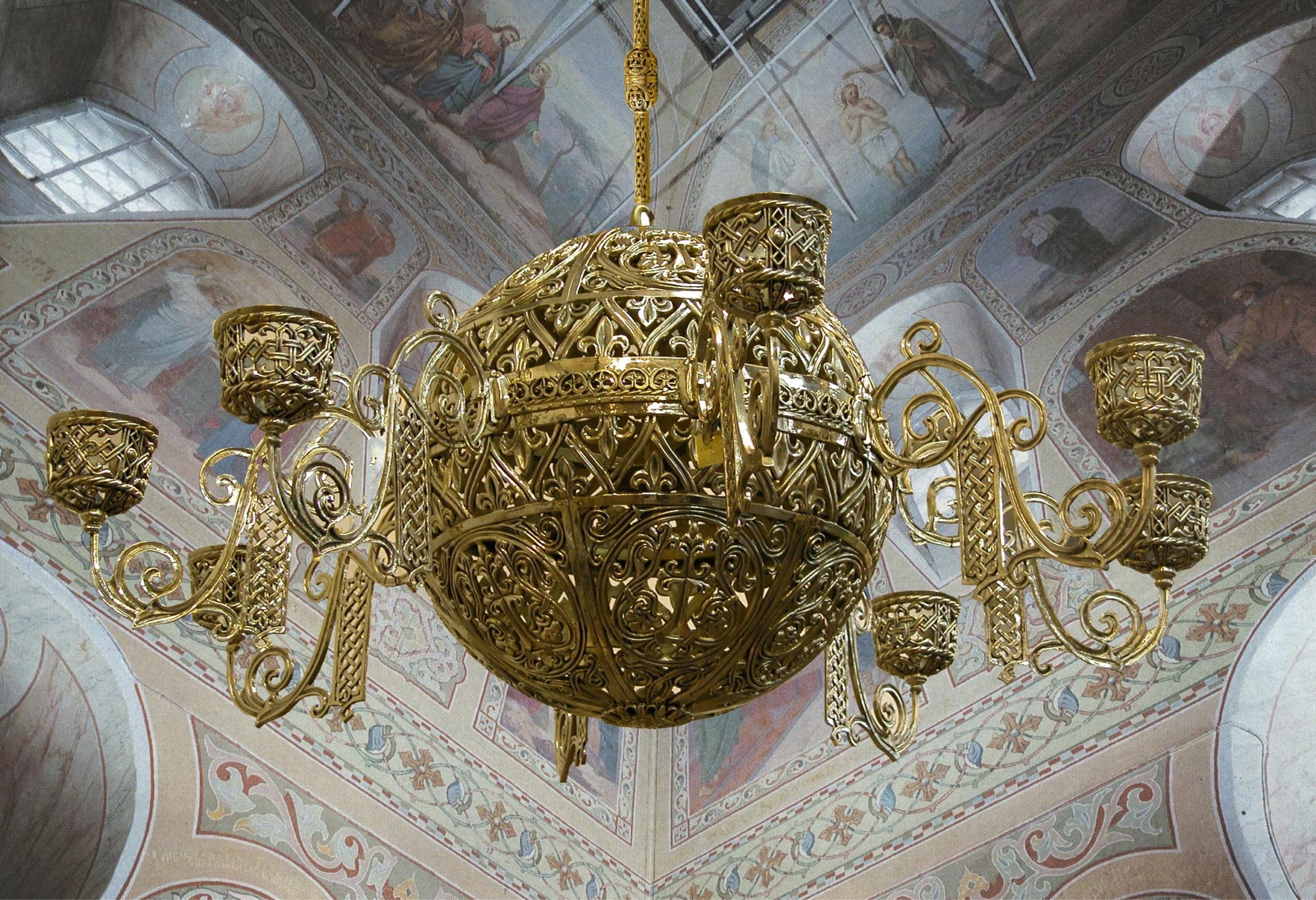 Greek Orthodox horos Birds - 111-3 (8 lights) - Istok Church Supplies Corp.