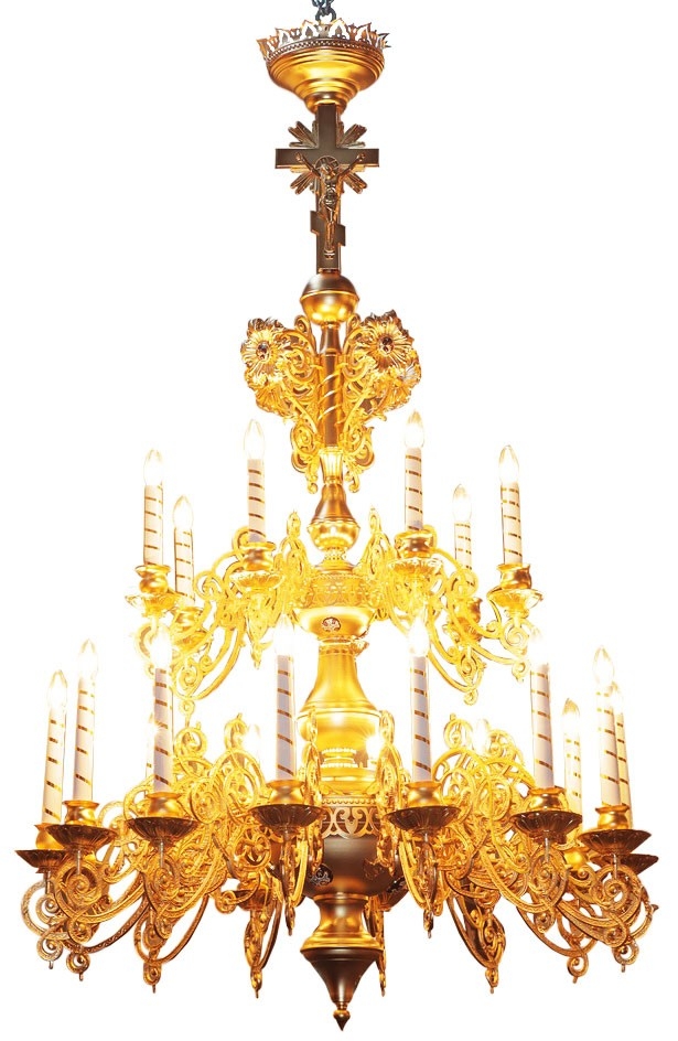 Two-level church chandelier - 8 (21 lights) - Istok Church Supplies Corp.